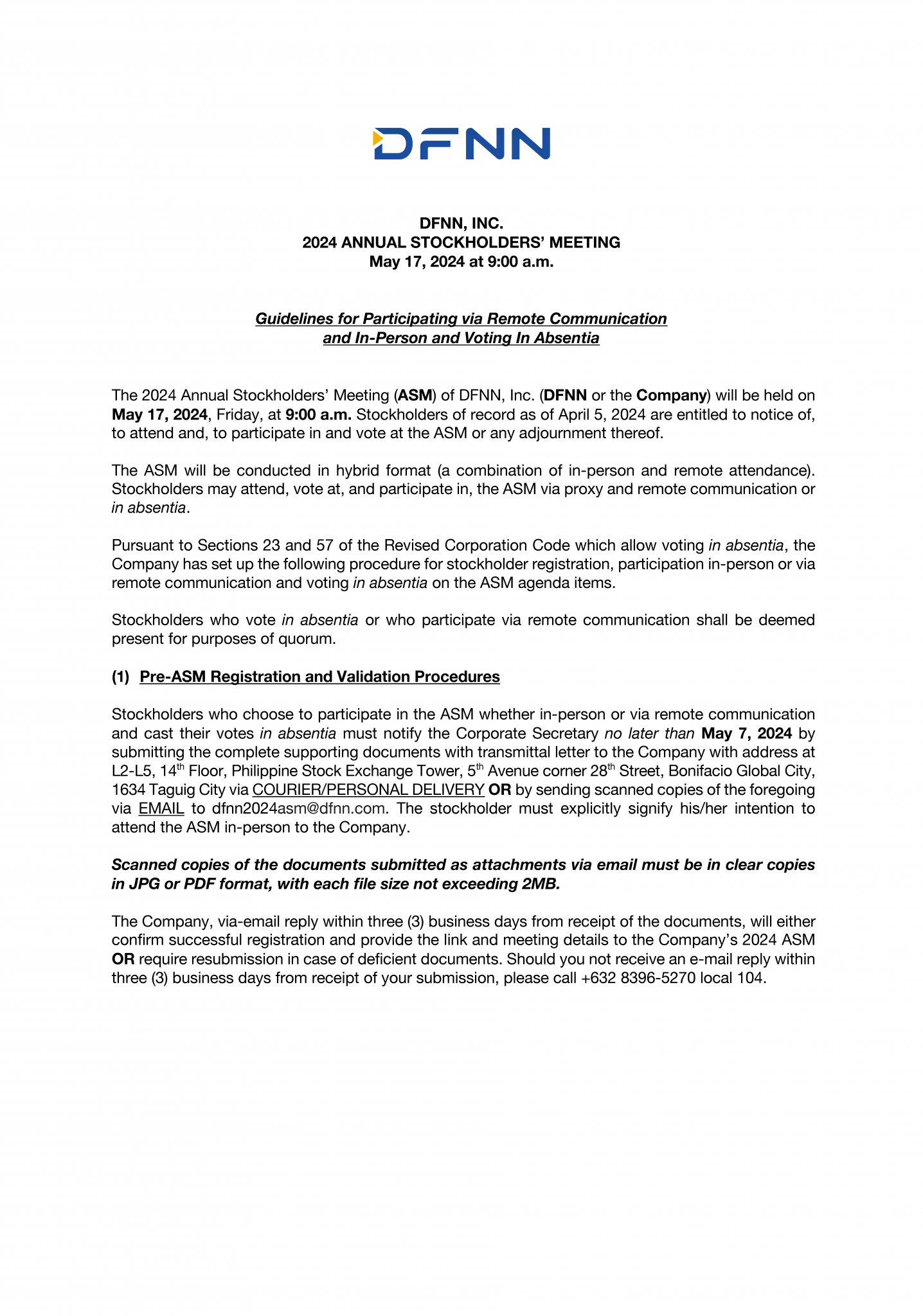 DFNN 2024 ASM Guidelines – DFNN, Inc.